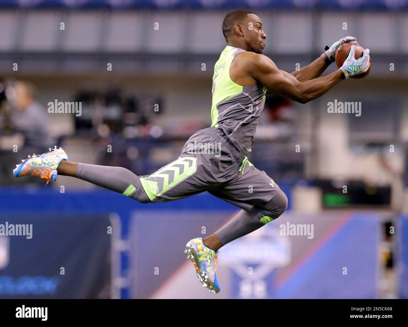 San Diego State defensive back Nat Berhe catches a ball during a drill ...
