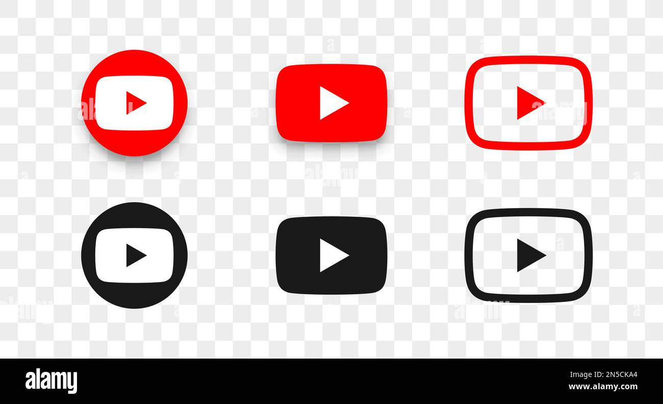 Youtube logo icons collection in different style. Social network icons ...