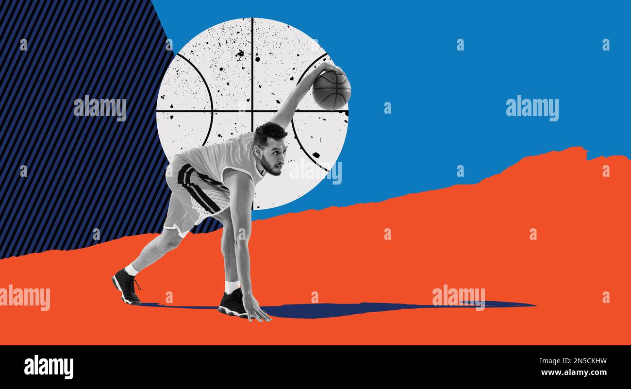 Modern creative design. Contemporary art. Man, professional basketball ...