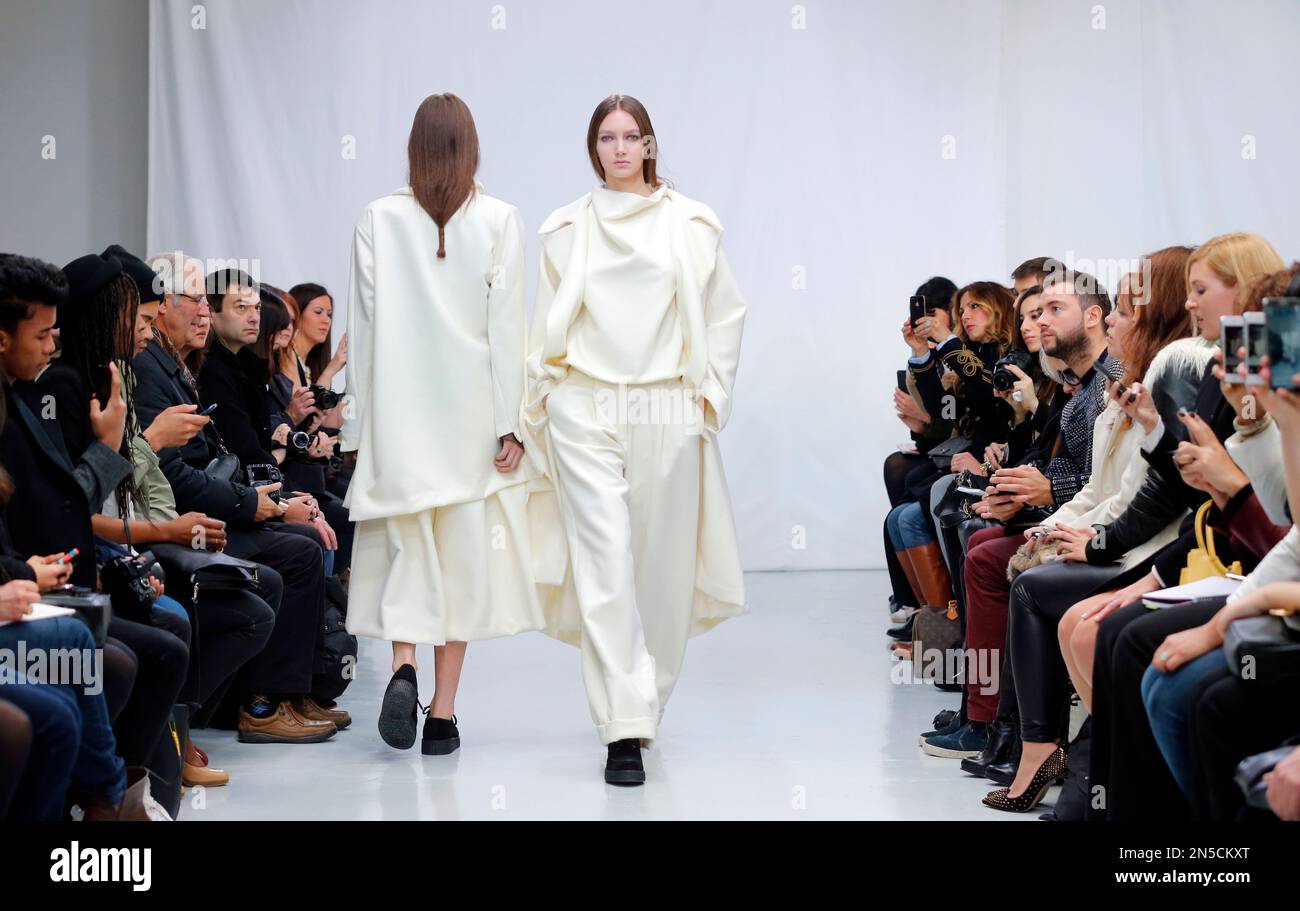 Models wear creations for South Korean fashion designer Moon Young Hee ...