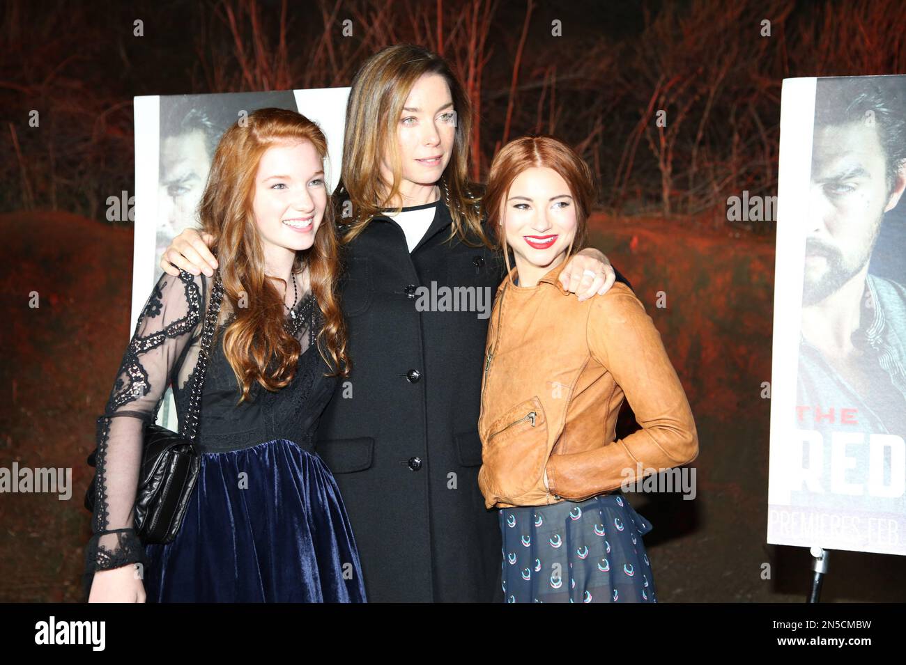 From left, Annalise Basso, Julianne Nicholson, and Allie Gonino arrive ...