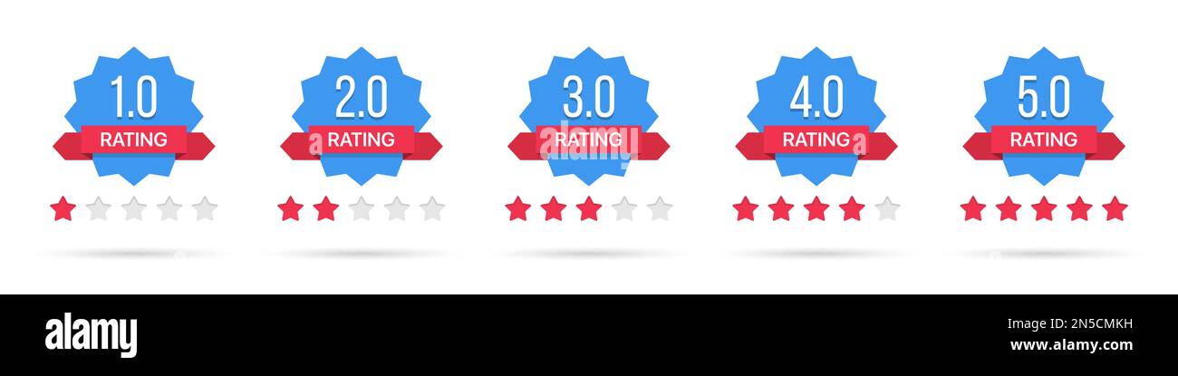 Set of stars rating badges with shadow in a flat design Stock Vector ...
