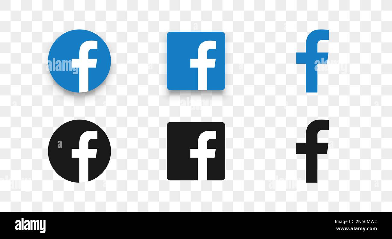 Facebook logo icons collection in different style. Social network icons ...