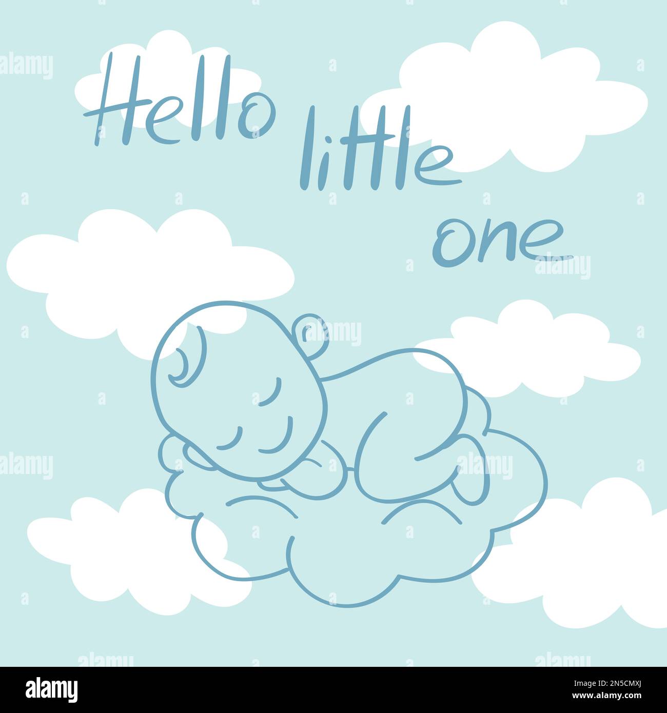 Hello little one greeting card for baby shower and congratulations on ...