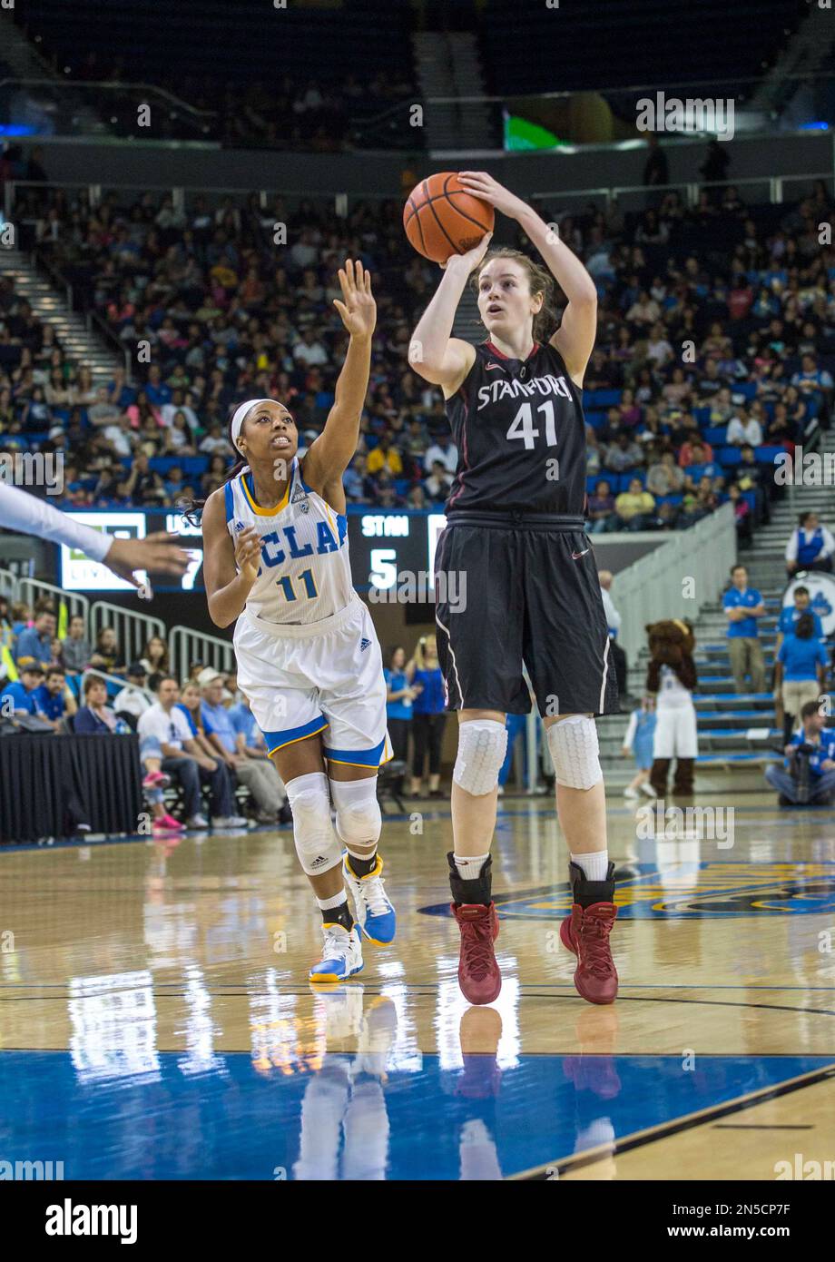 Stanford forward Bonnie Samuelson (41), and UCLA forward Atonye ...