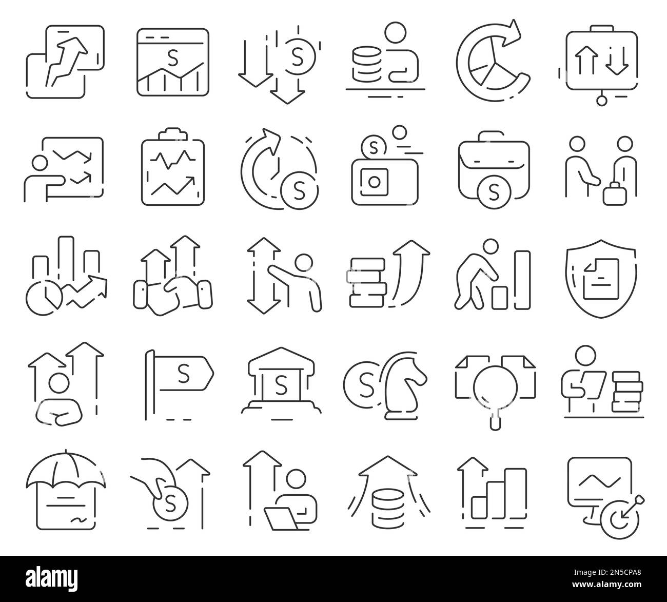 Investments line icons collection. Thin outline icons pack. Vector ...