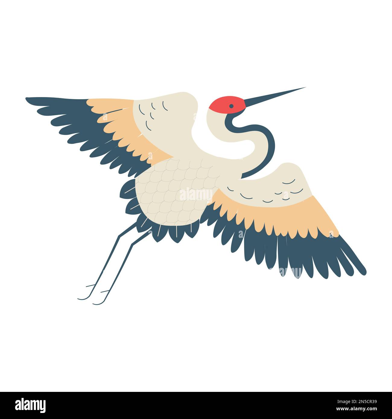 Japanese Red Crowned Crane Bird on White Stock Vector Image & Art - Alamy