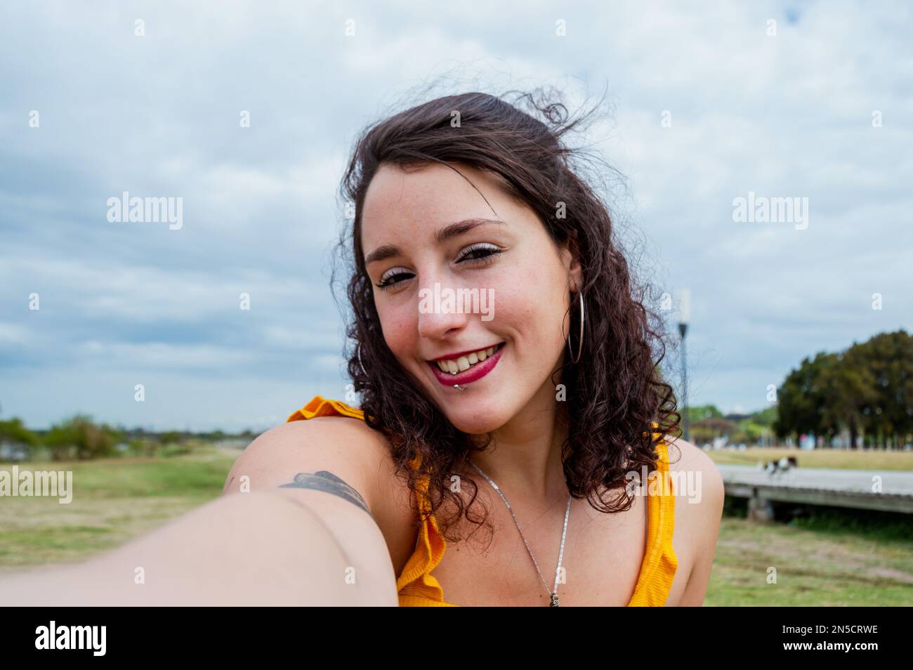 Selfie portrait of young Argentinian Latina woman with white skin ...