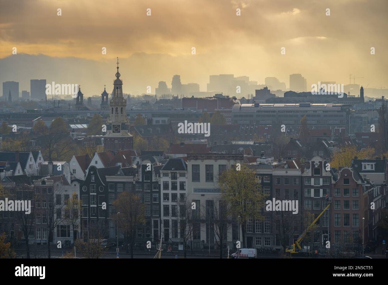 Looking across the rooftops of old Amsterdam from the viewing gallery ...