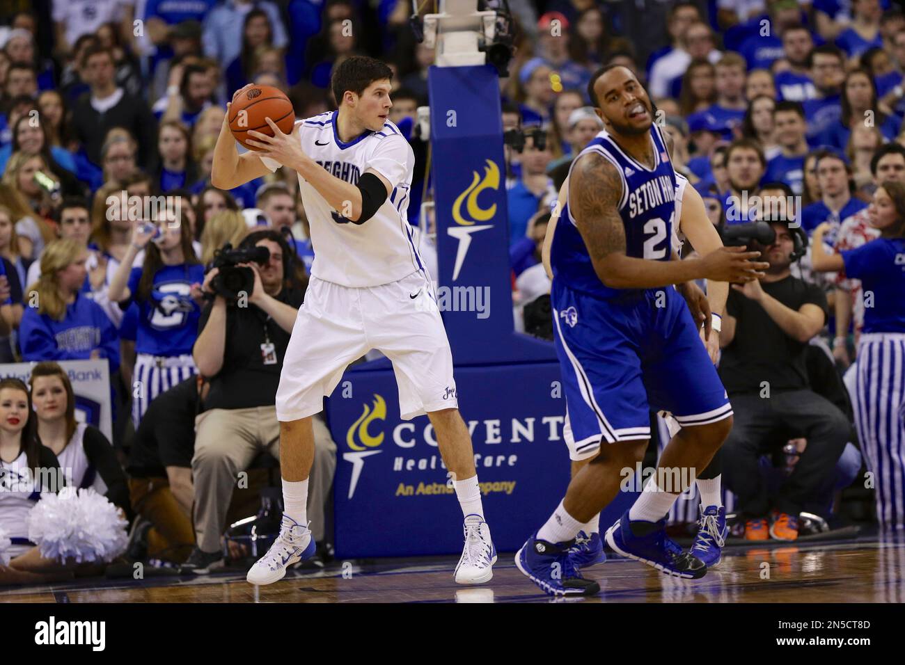 Creighton's Doug McDermott (3) wins a rebound against Seton Hall's ...