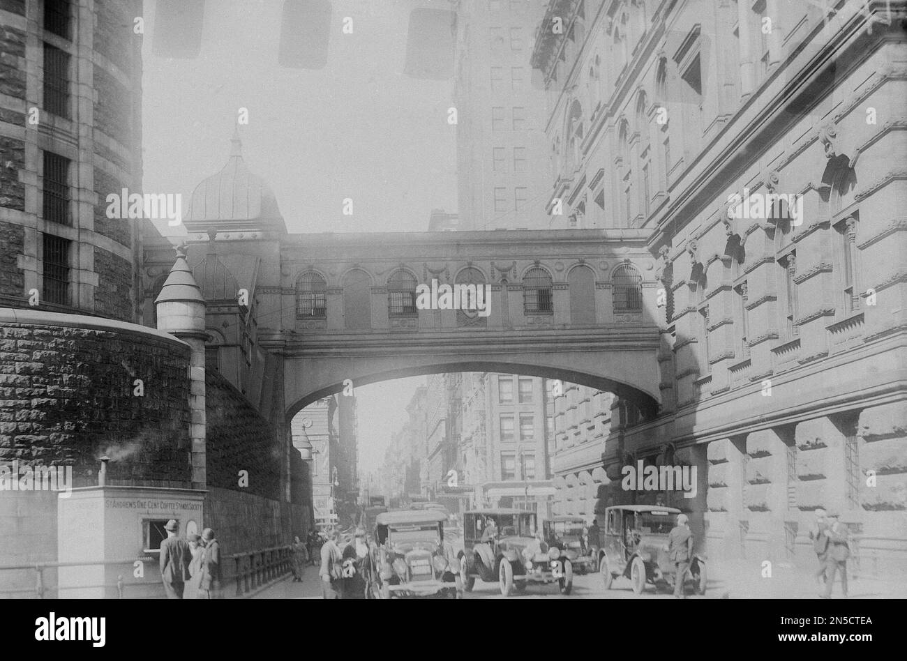 This is an exterior view of the Tombs prison in New York City, showing ...