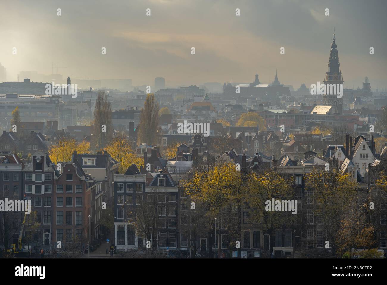 Looking across the rooftops of old Amsterdam from the viewing gallery ...