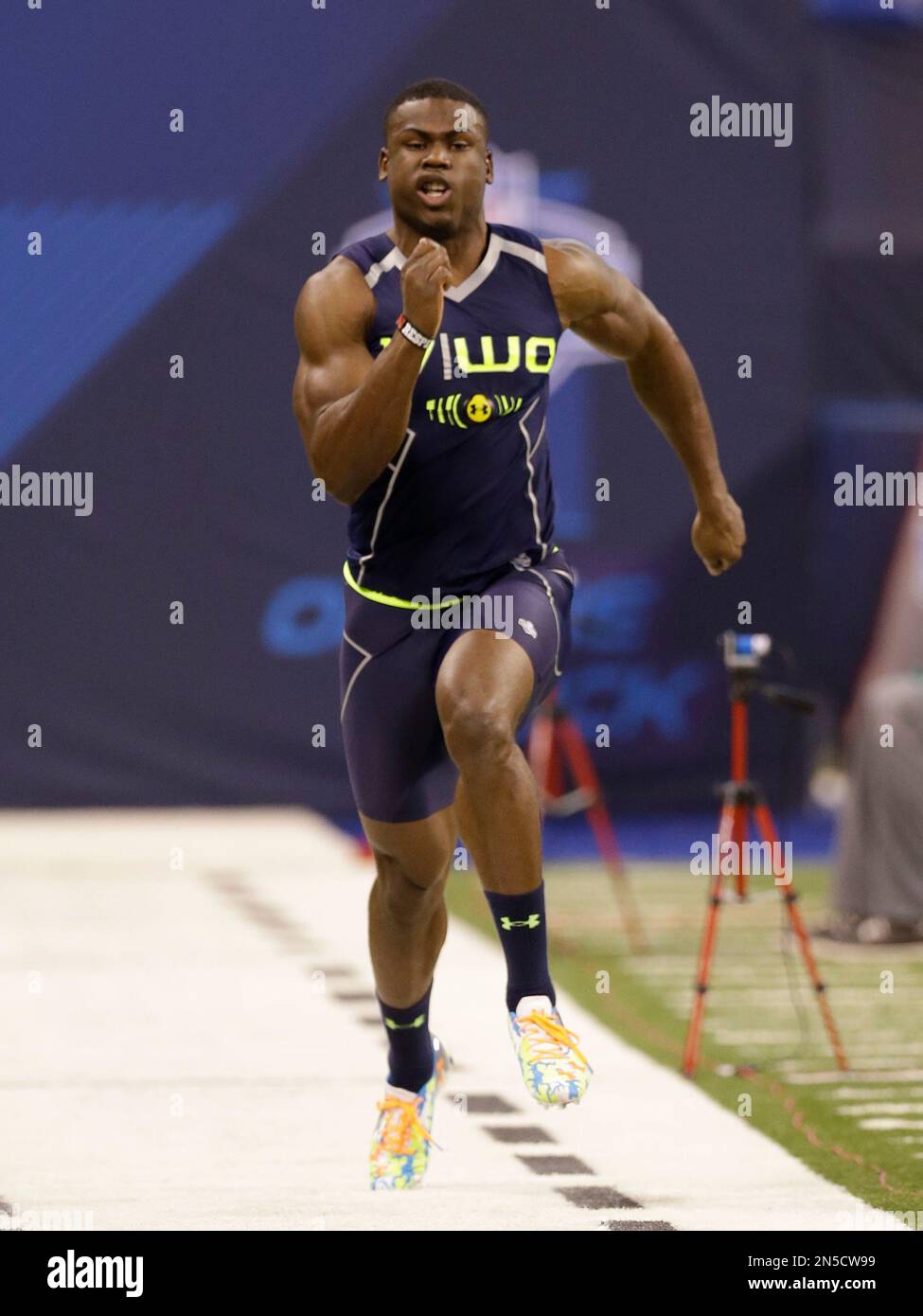 Nebraska wide receiver Quincy Enunwa runs a drill at the NFL football ...