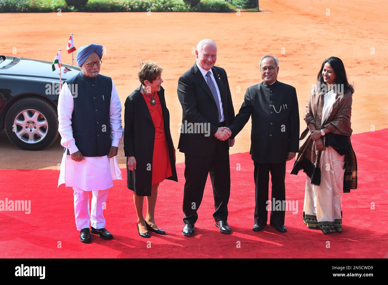 Indian President Pranab Mukherjee, second right, shakes hand with ...