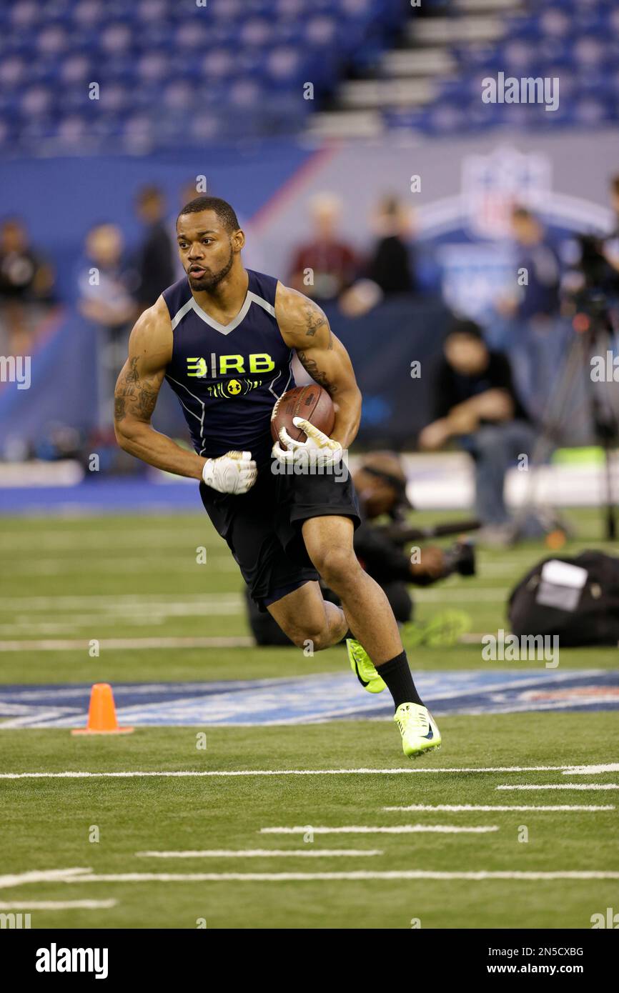Notre Dame running back George Atkinson runs a drill at the NFL ...