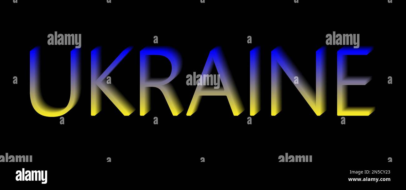 Ukraine text 3d blue yellow with black isolated background Stock Vector ...