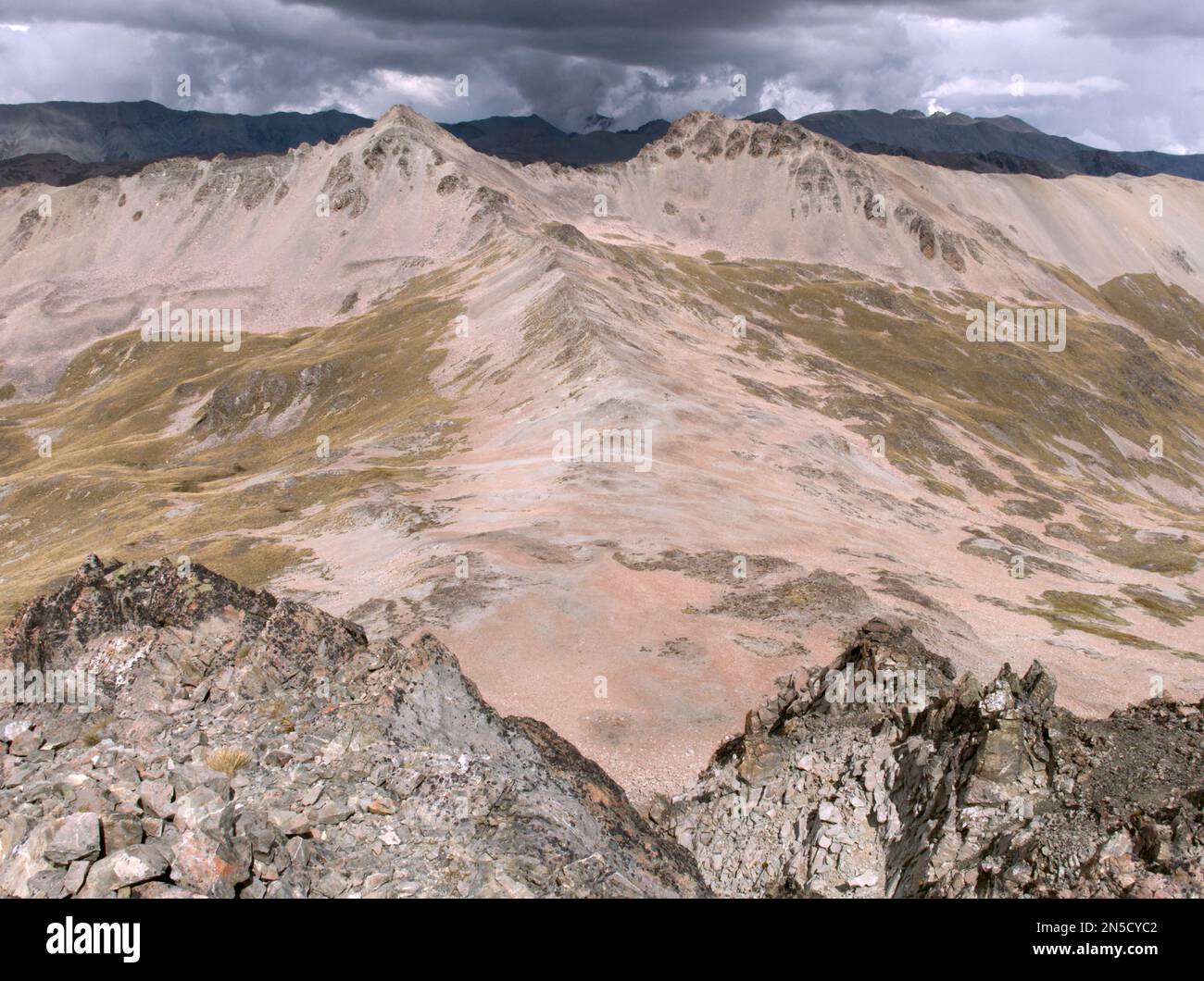 Looking down at Stag Saddle, the highest point on the Te Araroa long ...