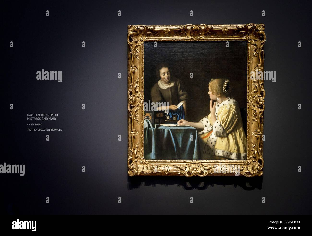 AMSTERDAM - The painting Lady and Maid by Johannes Vermeer during the ...