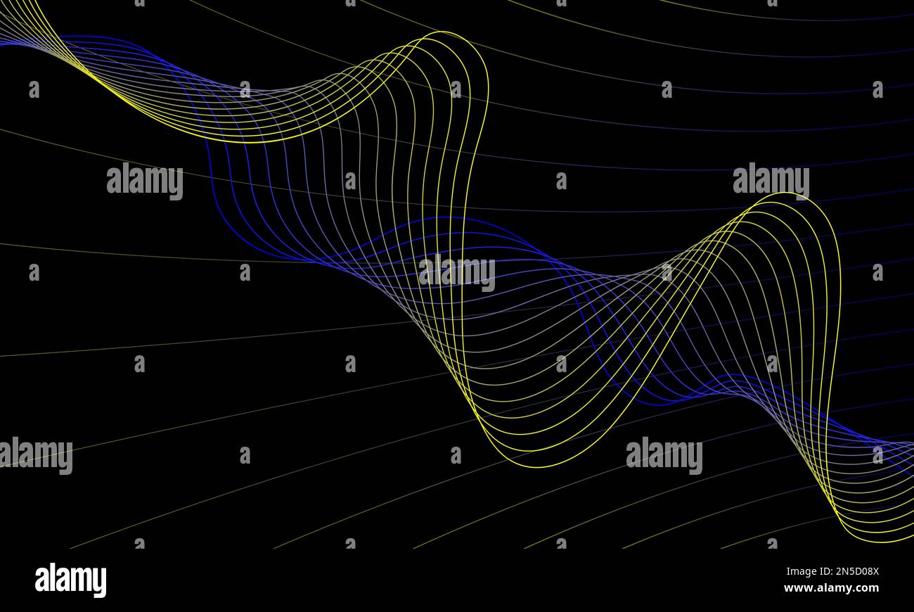 Blue and yellow waves pattern on a black background 3 Stock Vector ...