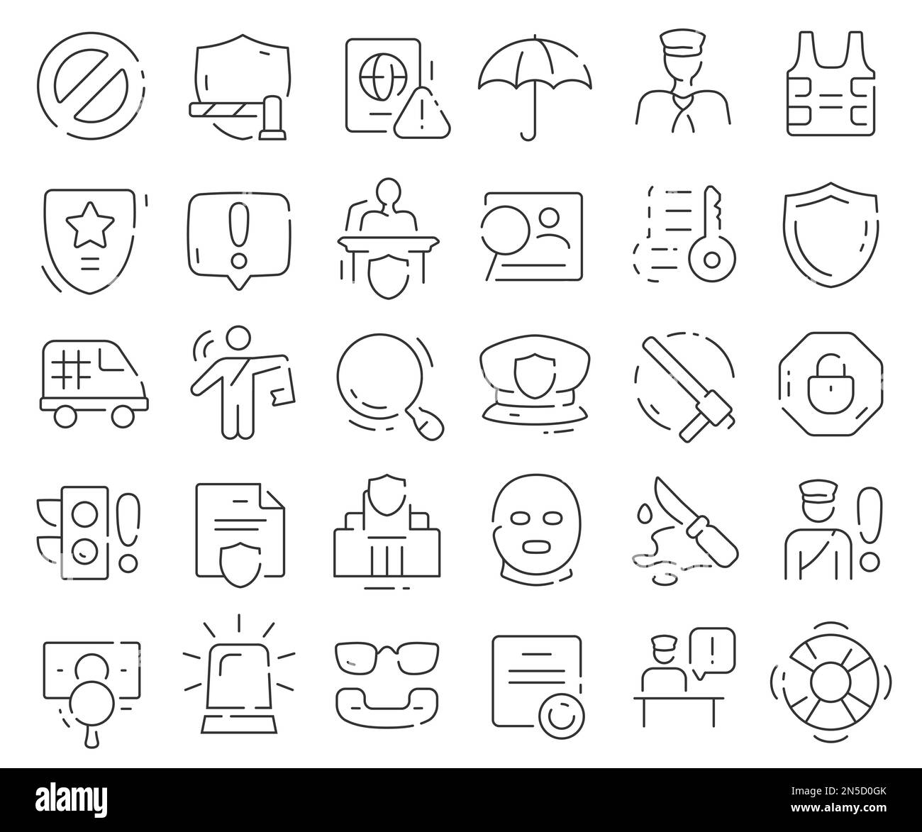 Police line icons collection. Thin outline icons pack. Vector ...