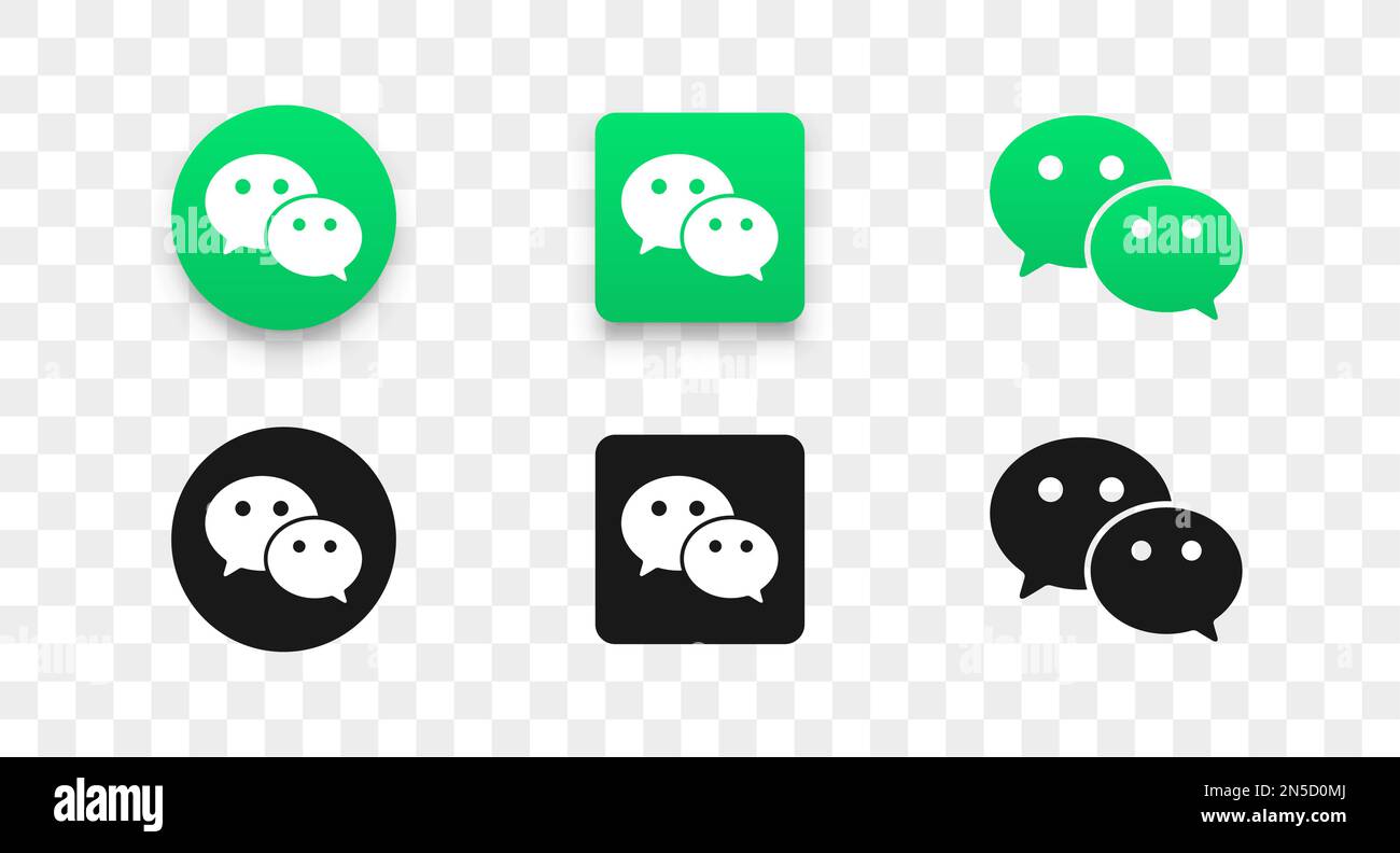 Wechat logo icons collection in different style. Social network icons ...