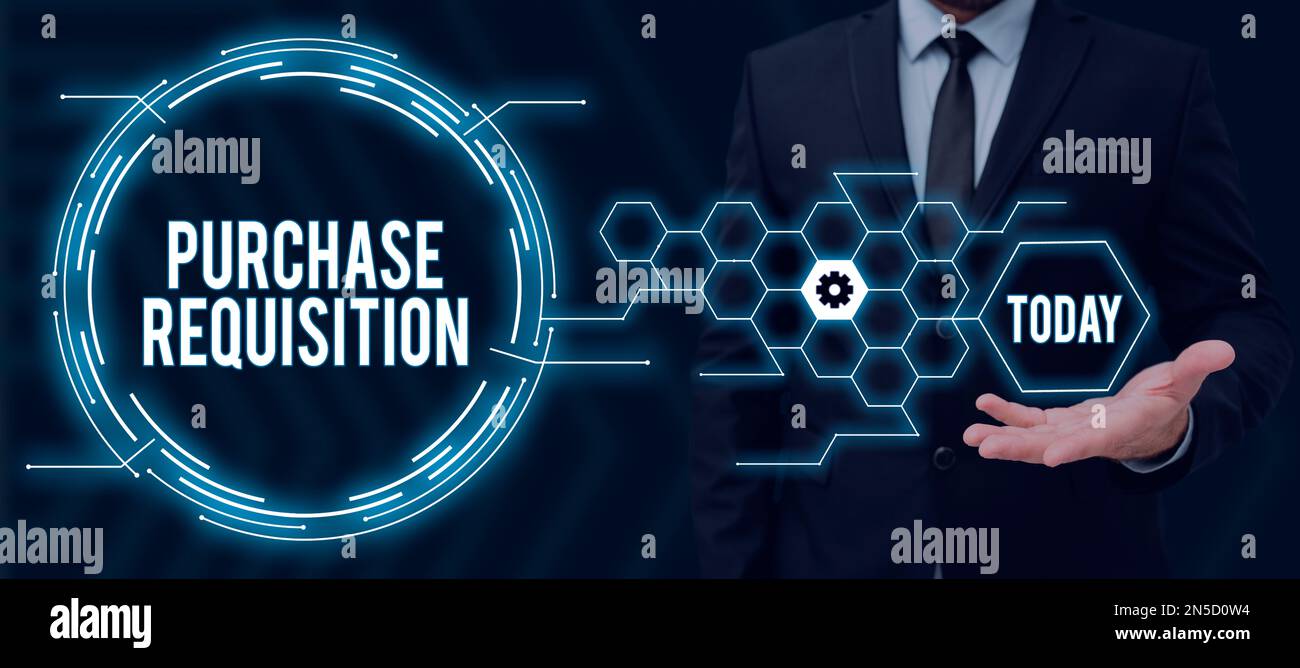 Sign displaying Purchase Requisition, Business showcase document used ...