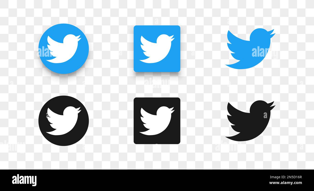 Twitter logo icons collection in different style. Social network icons ...