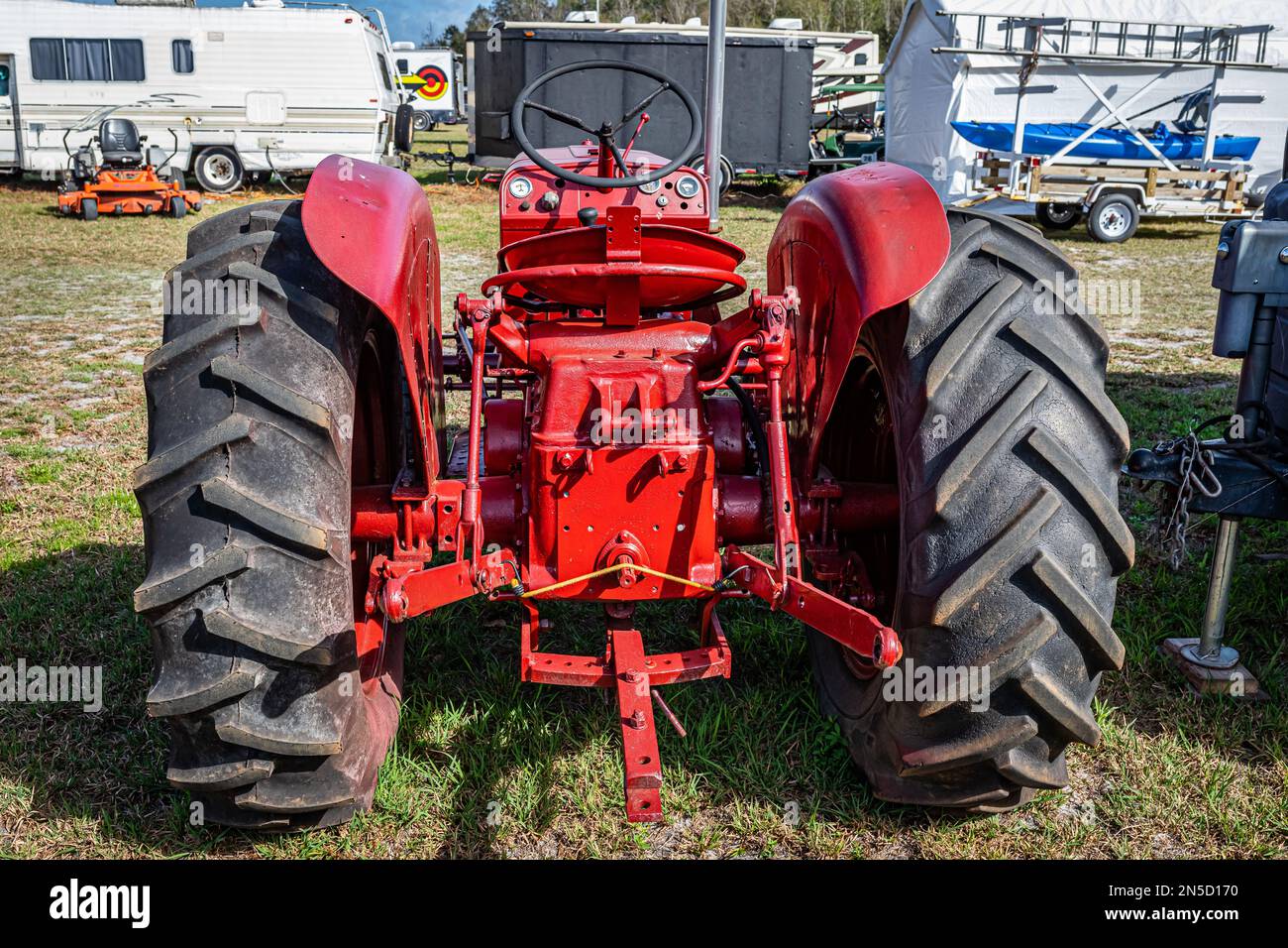 Fort Meade, FL - February 22, 2022: High perspective rear view of a ...