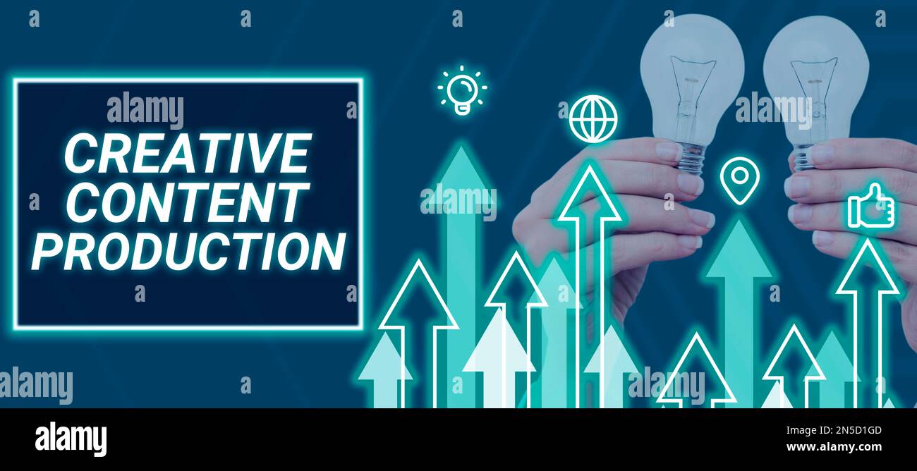Inspiration showing sign Creative Content Production. Word Written on ...