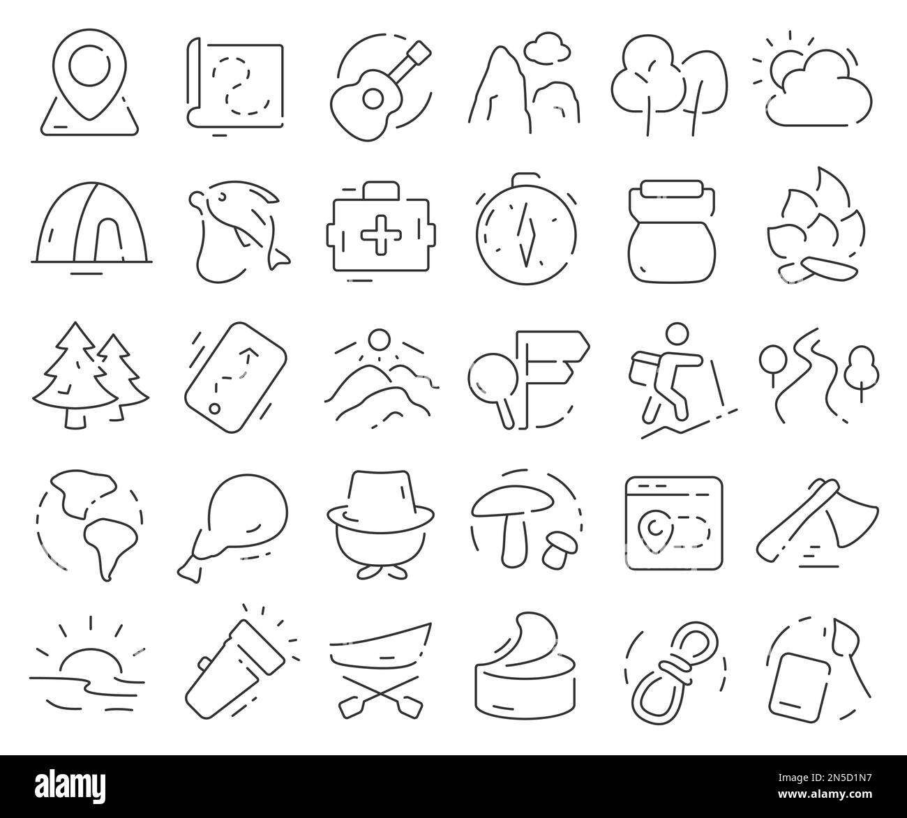 Hiking line icons collection. Thin outline icons pack. Vector ...