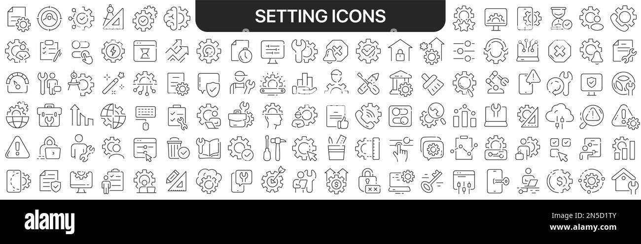 Setting icons collection in black. Icons big set for design. Vector ...