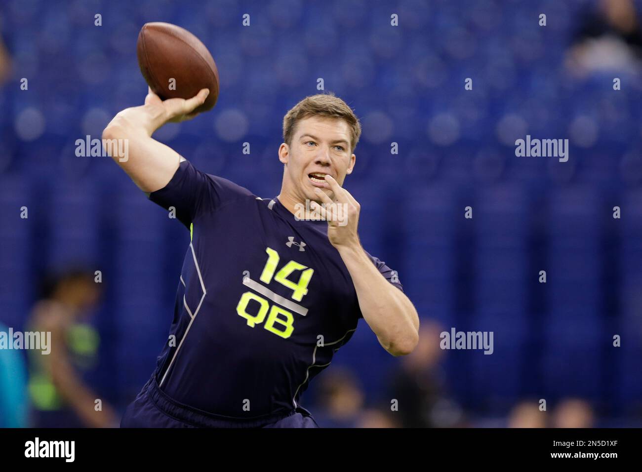 North Carolina quarterback Bryn Renner throws during a drill at the NFL ...