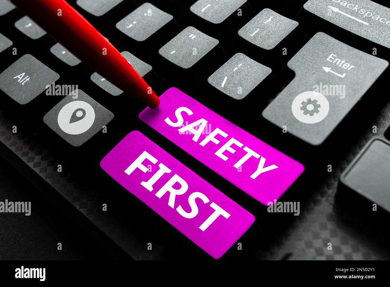 Conceptual caption Safety First. Word for Avoid any unnecessary risk ...