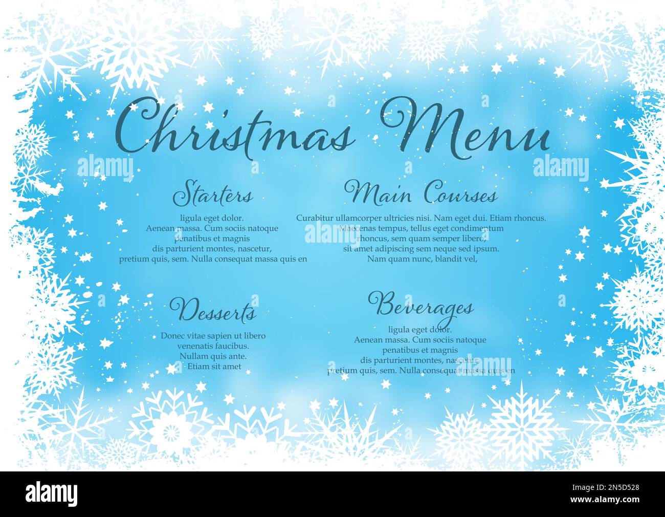 Christmas menu background with snowflake border design Stock Vector ...