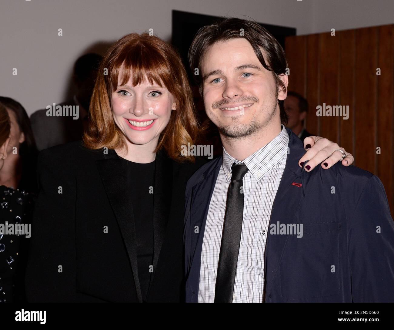 Actress Bryce Dallas Howard, left, and actor Jason Ritter pose together ...