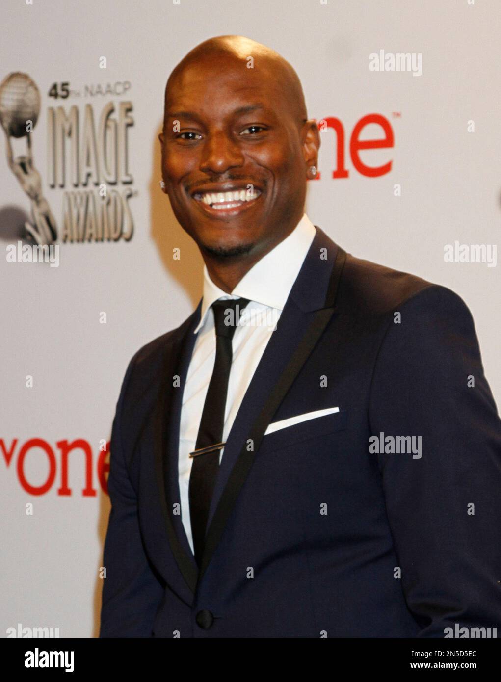 Tyrese Gibson poses in the press room at the 45th NAACP Image Awards at ...