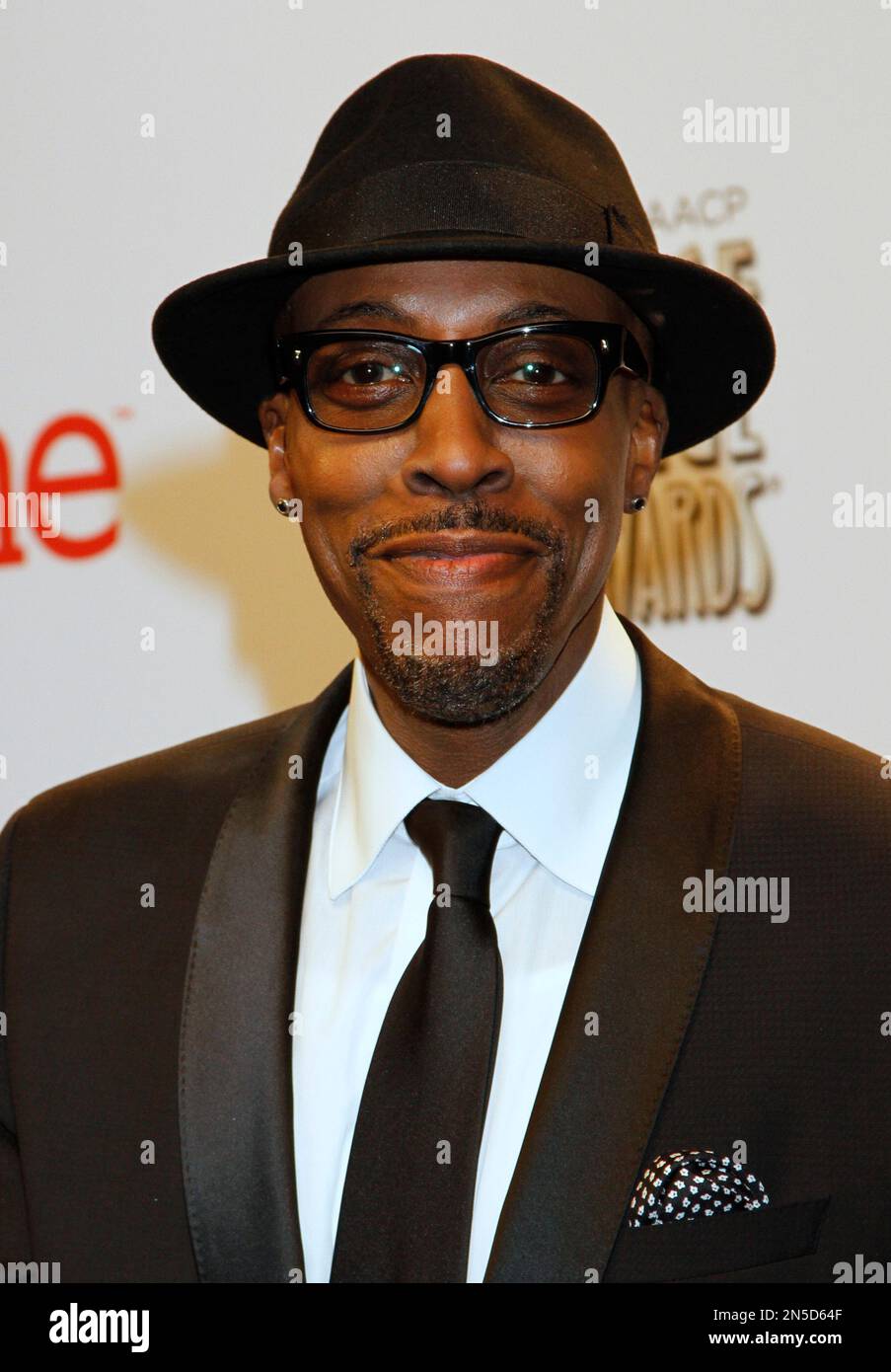 Arsenio Hal poses in the press room at the 45th NAACP Image Awards at ...