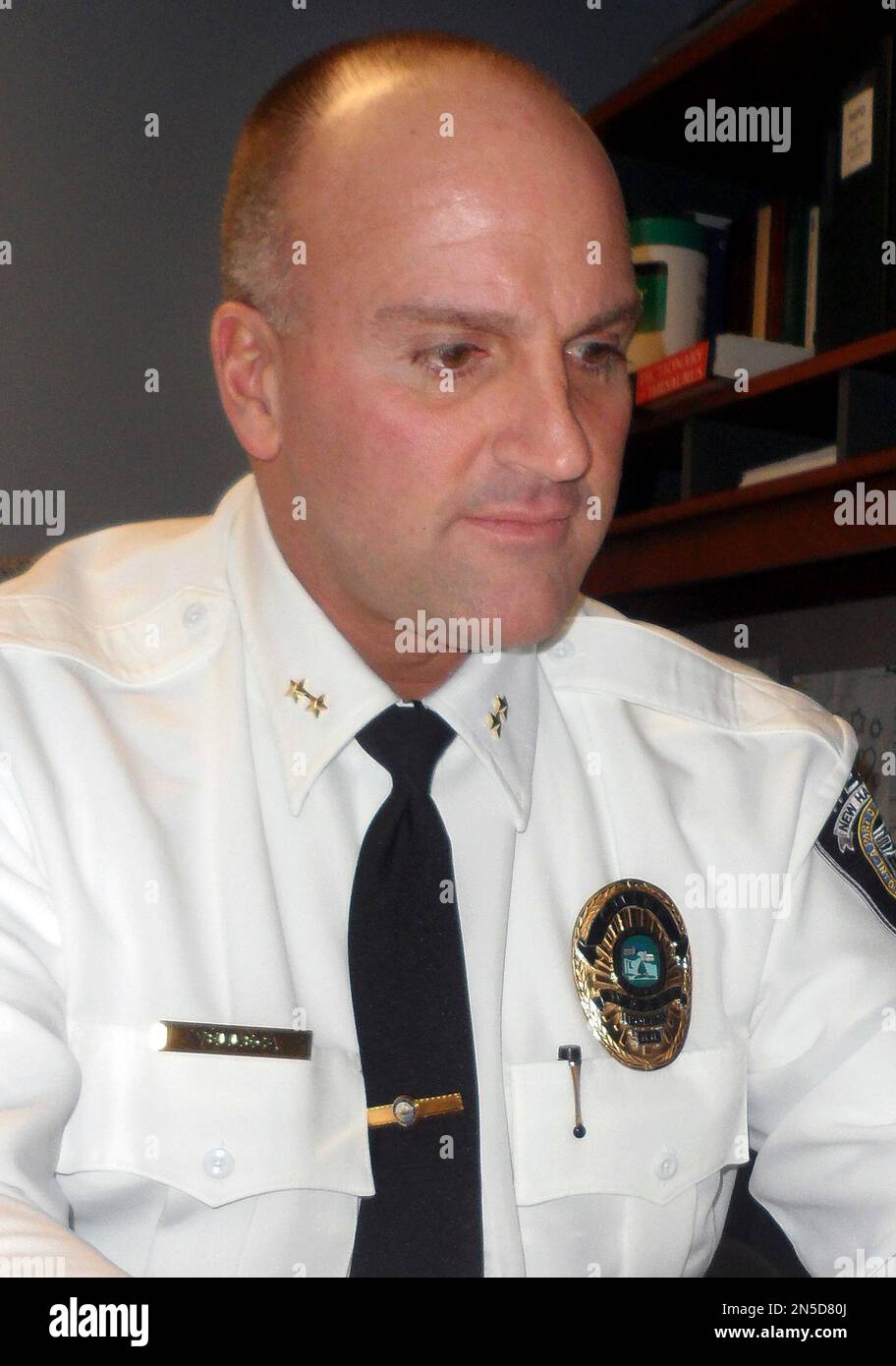 In this Feb. 20, 2014 photo, Police Chief John Velleca sits in his ...