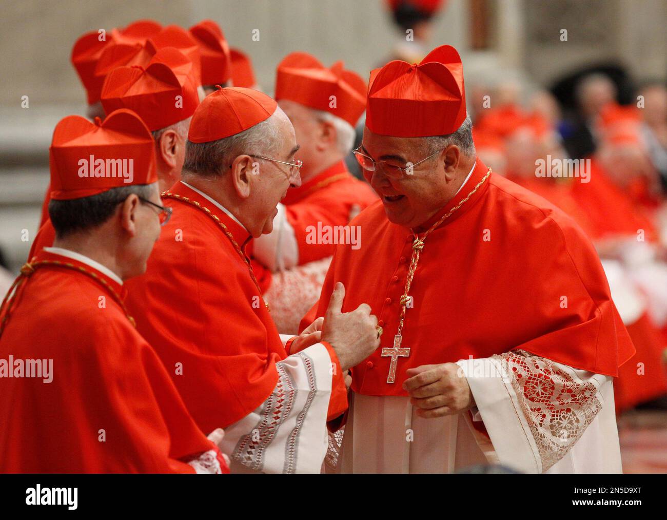Newly-elected Cardinal Orani Joao Tempesta, right, Archbishop of Rio de ...