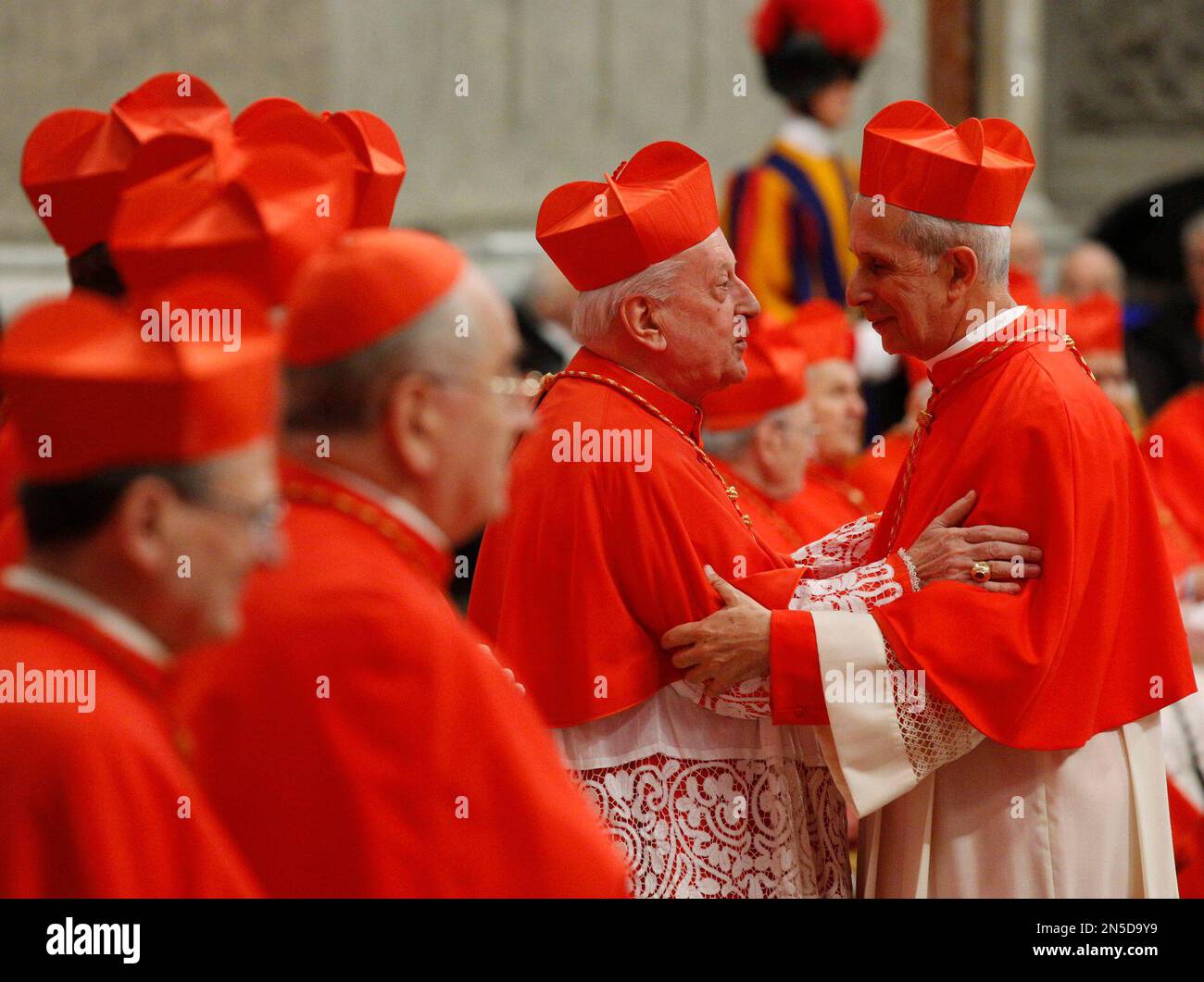 Newly-elected Cardinal Mario Aurelio Poli, right, archbishop of Buenos ...