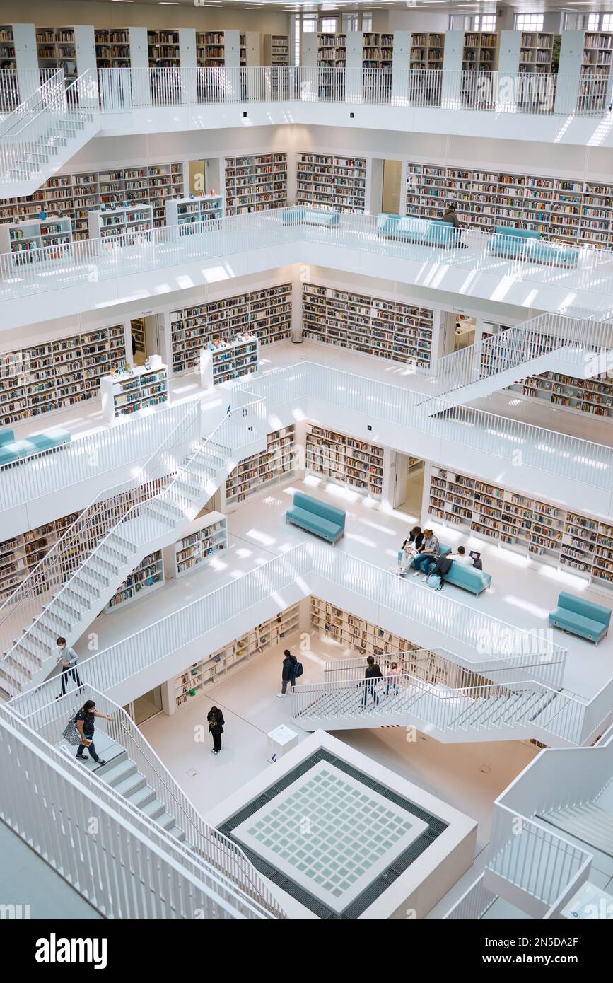 Library, university and education building with books for college ...