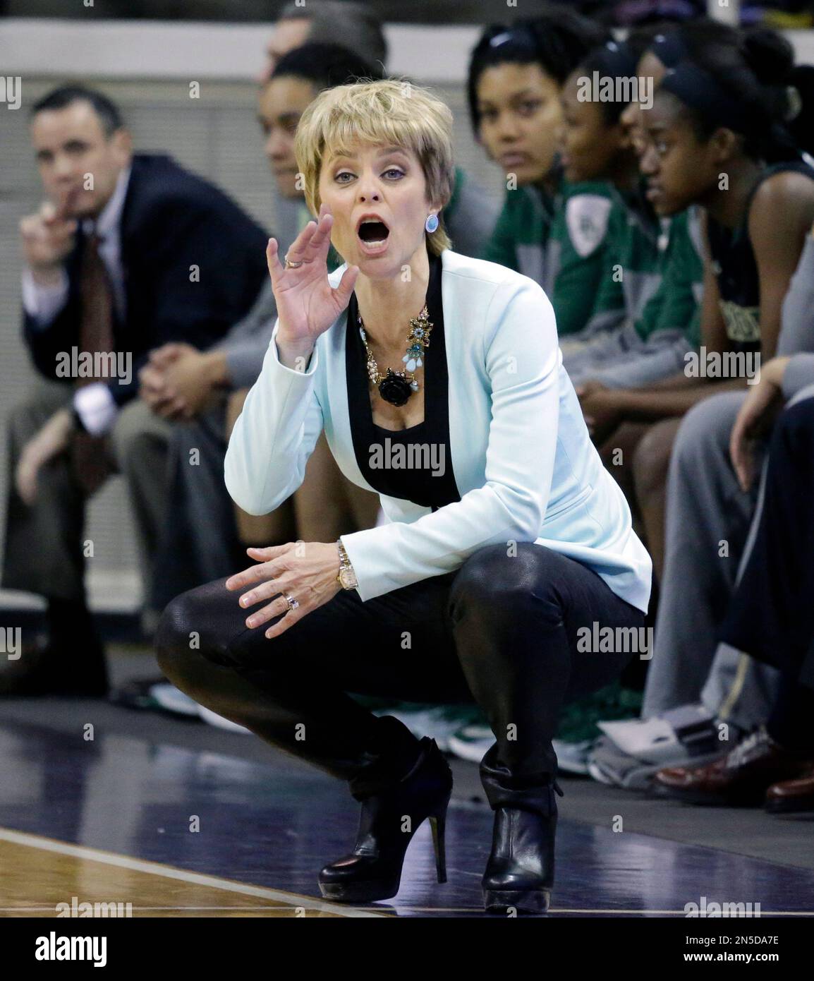 Baylor head coach Kim Mulkey yells from the sidelines during the first ...