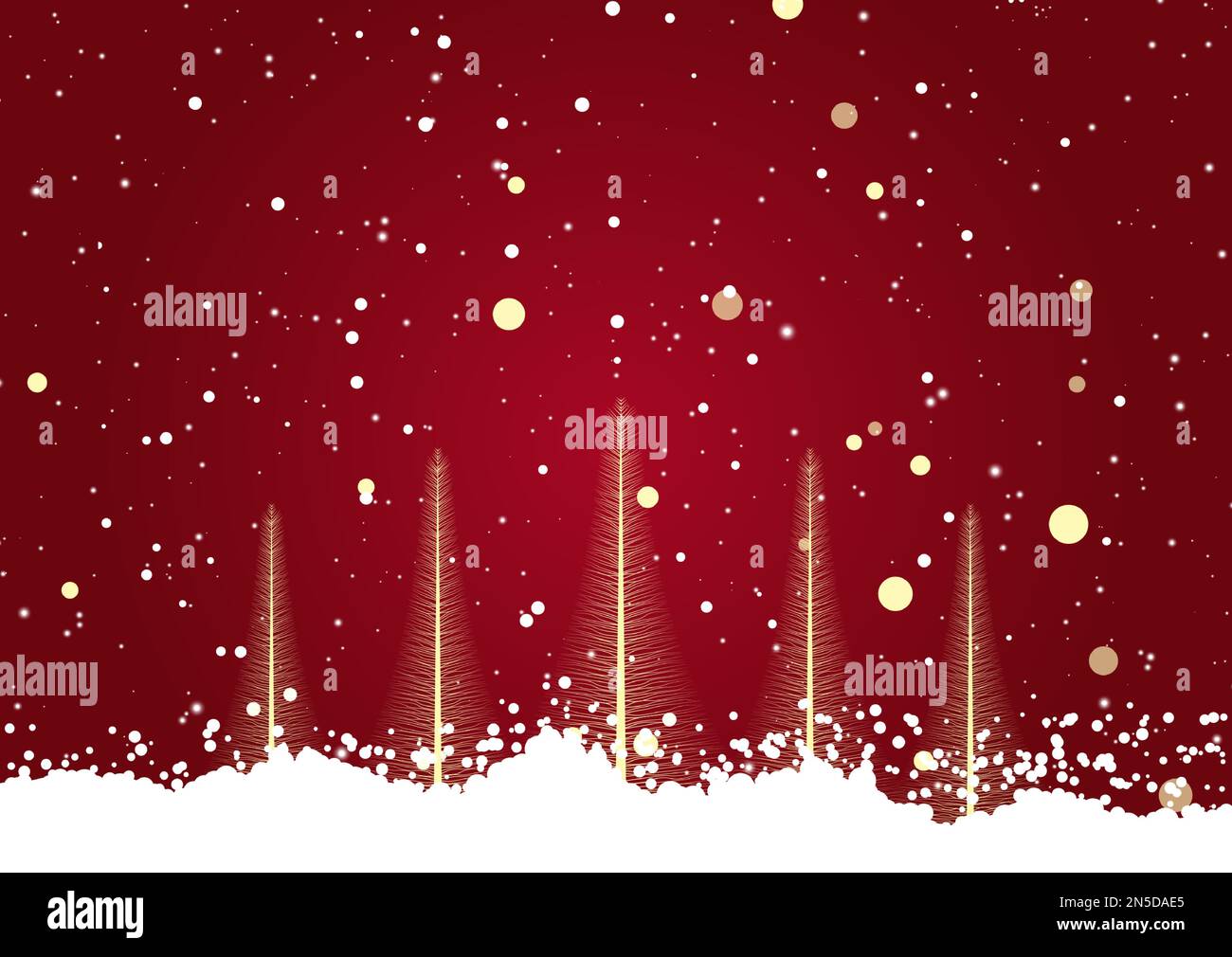 Christmas tree background with falling snow design Stock Vector Image ...