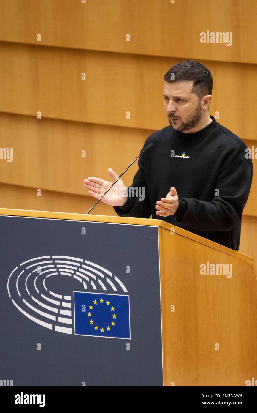 Brussels, Belgium. 09th Feb, 2023. Ukrainian President Volodymyr ...