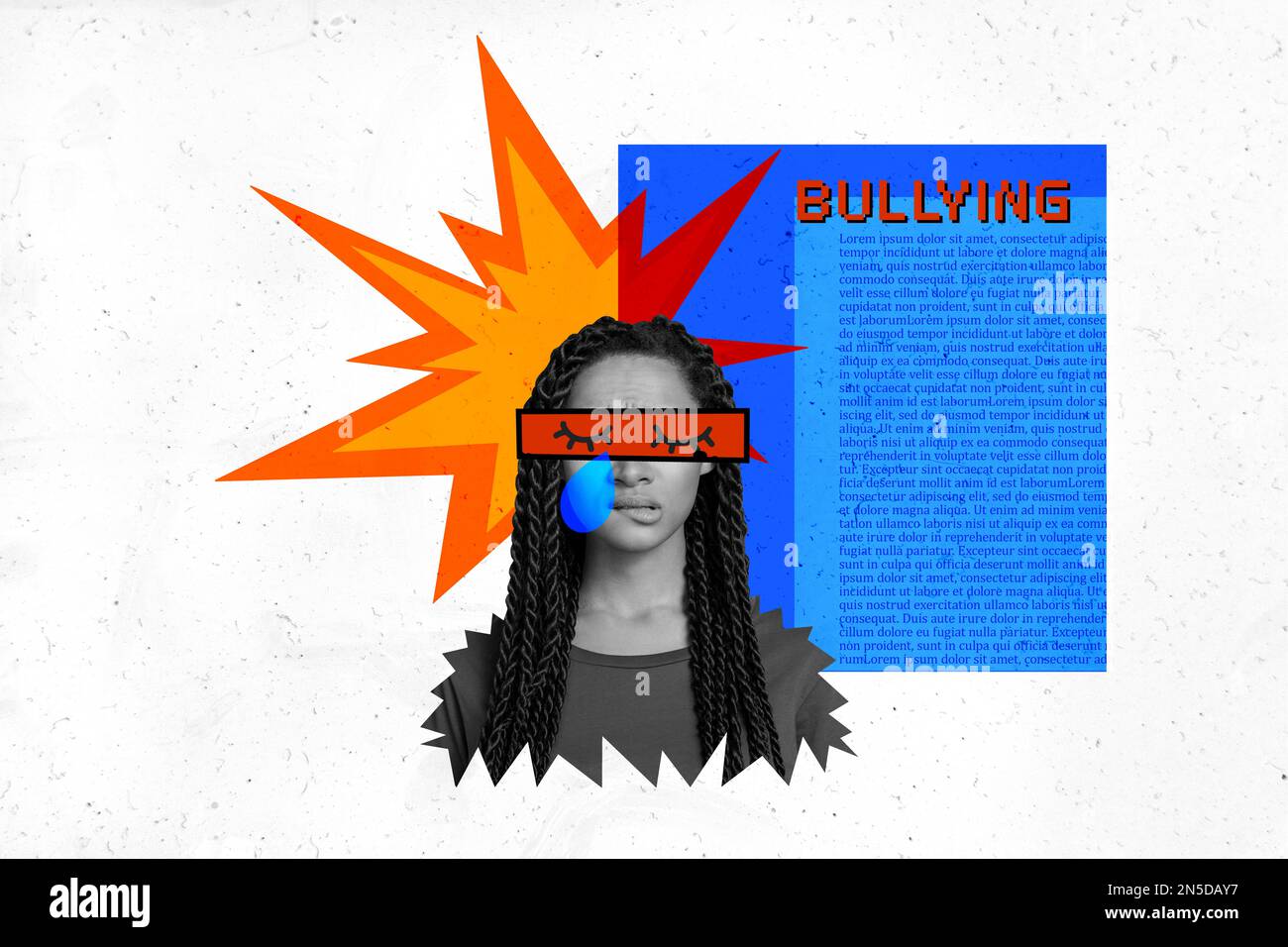 Creative retro 3d magazine collage image of unhappy upset lady crying ...