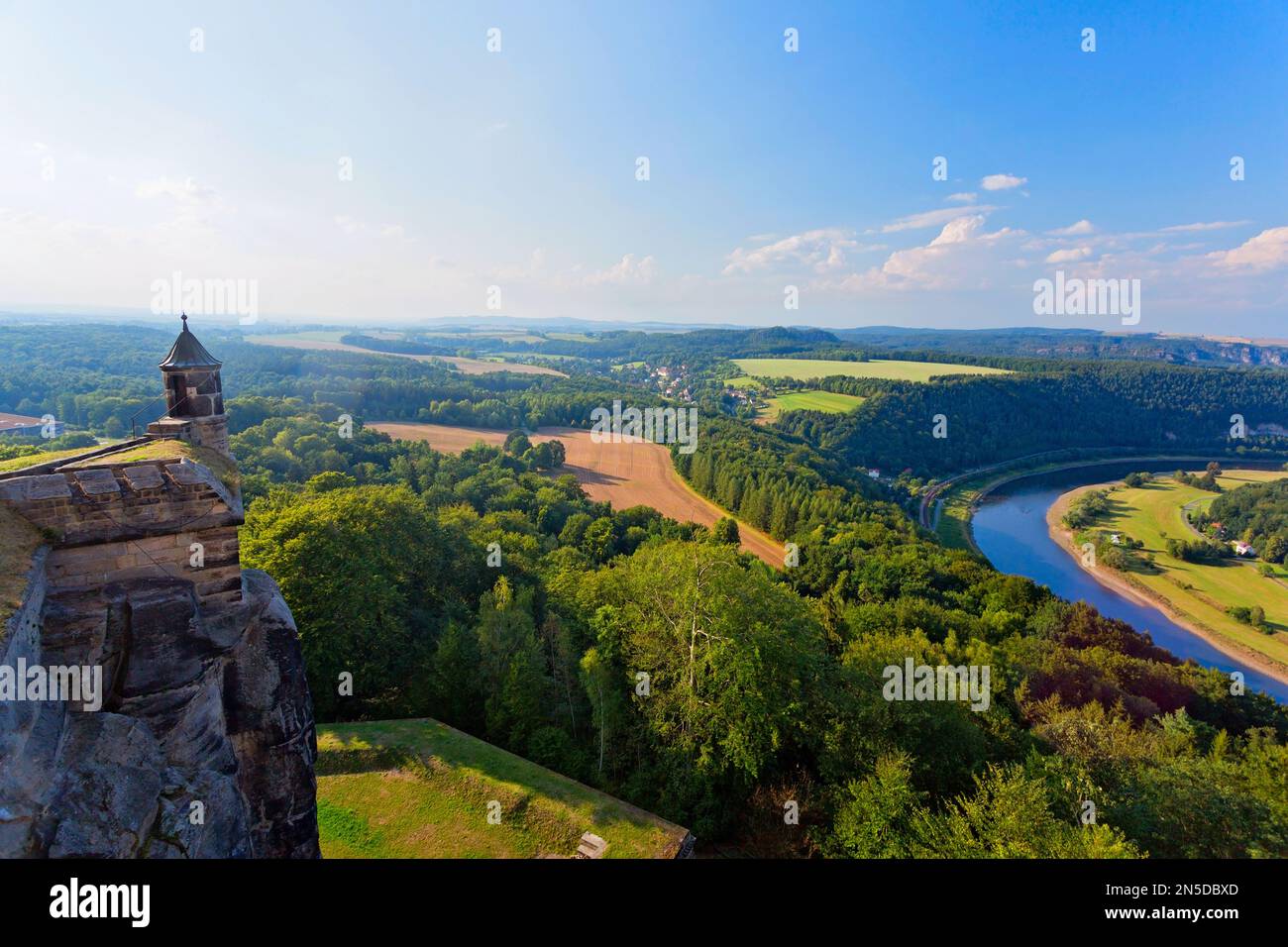 The Fortress Koenigstein, panoramic view, Saxony, Germany Stock Photo ...