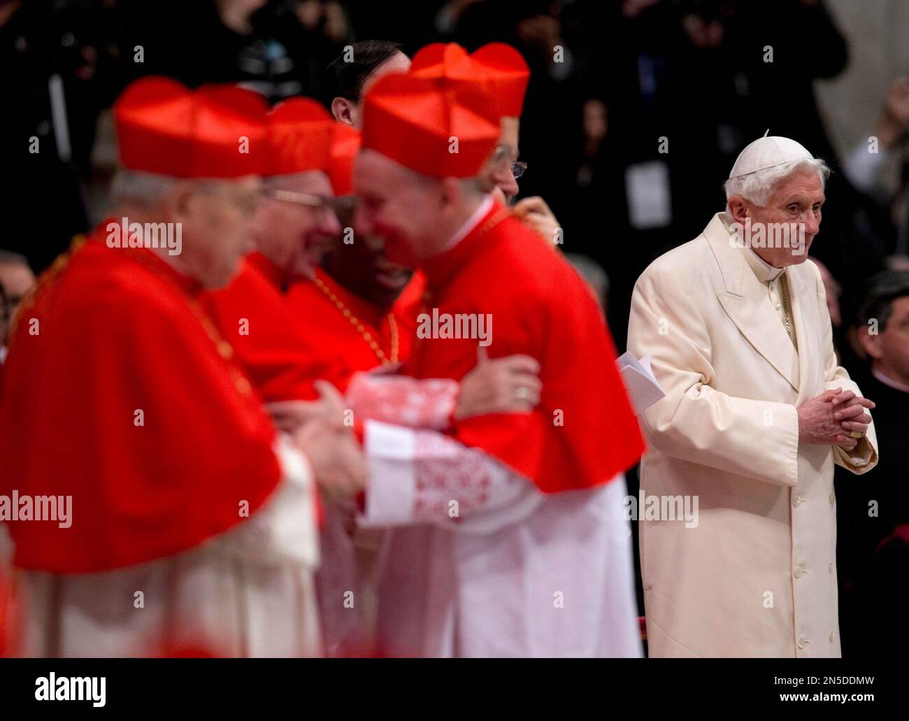 Newly-elected cardinals celebrate as Pope Emeritus Benedict XVI attends ...
