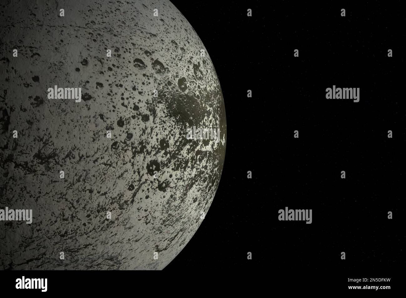 Digitally generated photograph of Iapetus, one of the moon of Saturn ...