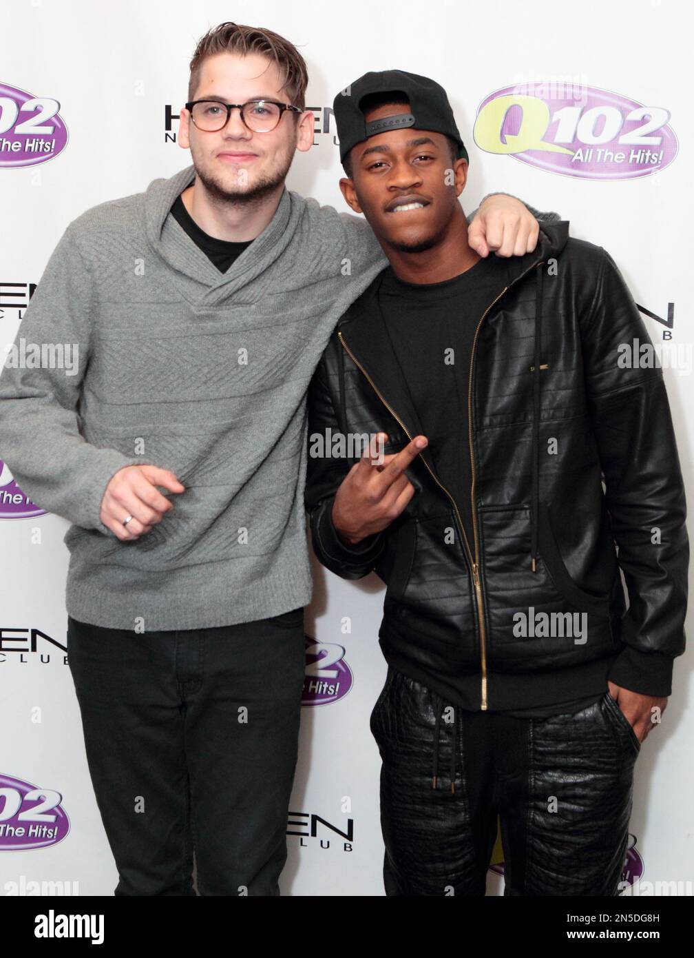 Tony Oller and Malcolm Kelley of the music duo MKTO visit radio station ...