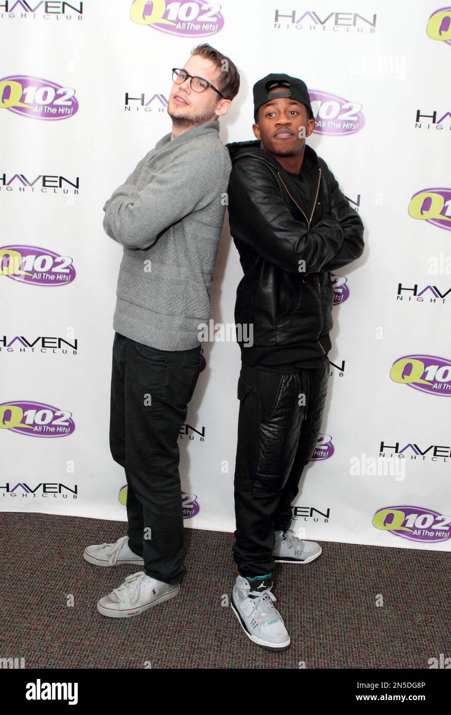 Tony Oller and Malcolm Kelley of the music duo MKTO visit radio station ...